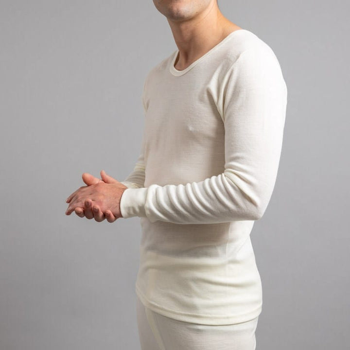 Kneta Mens Thermo Fleece® Long Sleeve Top – 100% Merino Wool – Hannas