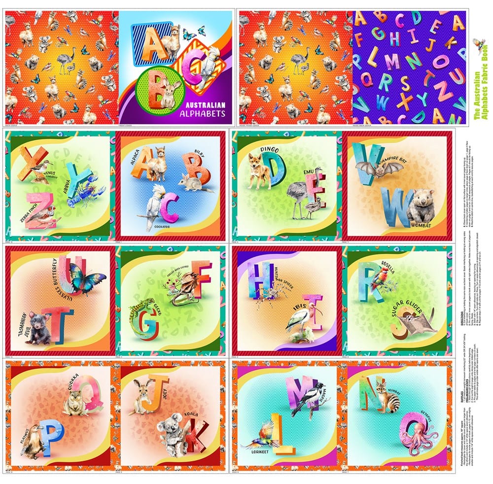 KK Fabrics 100% Cotton Australian Alphabet Fabric Book - A is for Auss ...