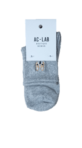 AC-LAB Womens 3 Quarter Crew Sock Embroidered Frenchie Dog – Hannas