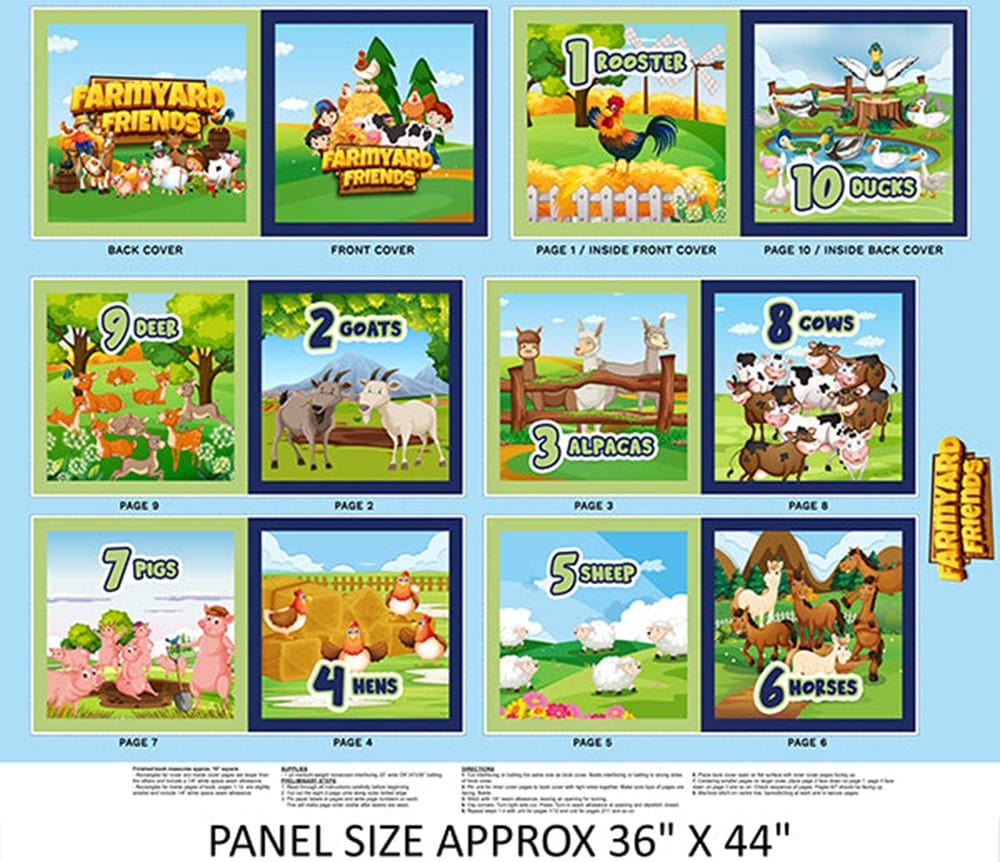 KK Fabrics 100% Cotton Farmyard Friends Book Panel – Hannas