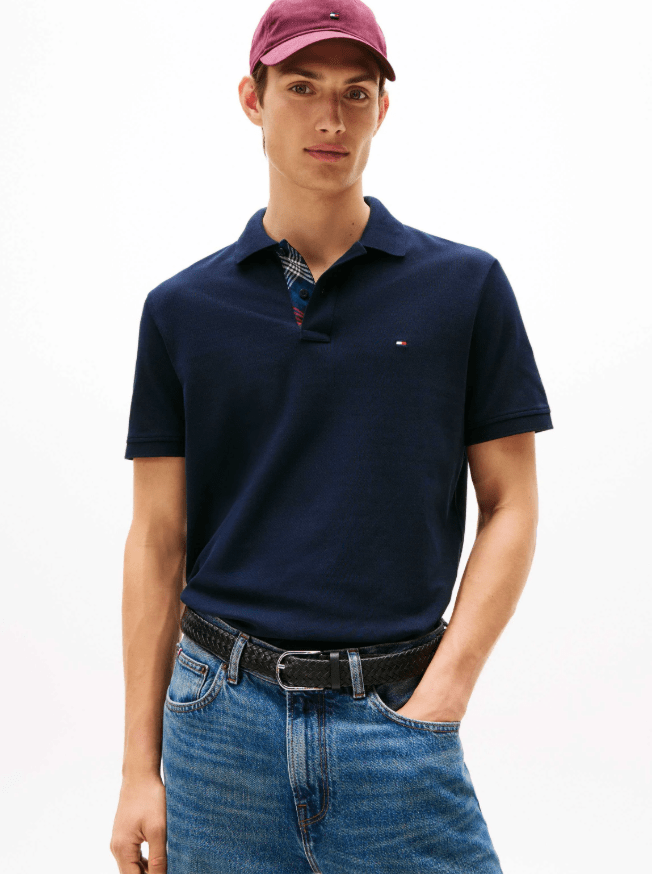 Tommy Hilfiger Mens Pique Placket Interest Regular Polo - Desert Sky ...