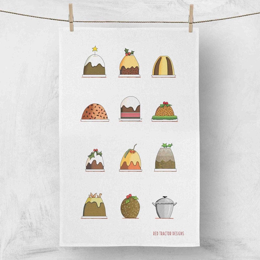 Red Tractor Linen Tea Towel - Christmas Pudding Collection – Hannas